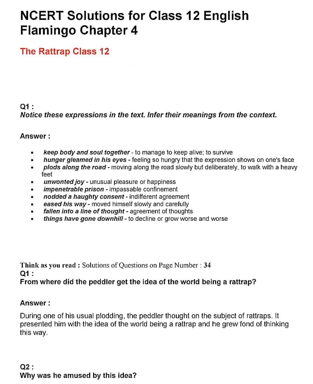 MP Board Solution Class 12th English Chapter 4 The Rattrap 