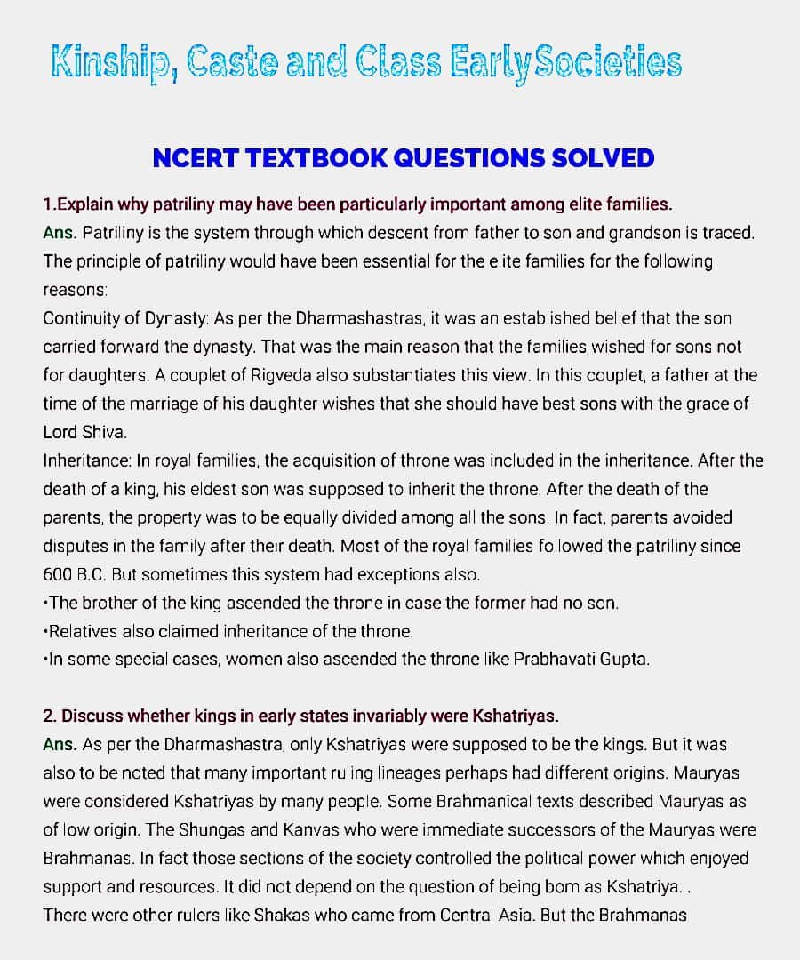 MP Board Solution Class 12th History Chapter 3 Kinship, Caste and Class ... MP Board Solution Class 12th History Chapter 3 Kinship, Caste and Class ...