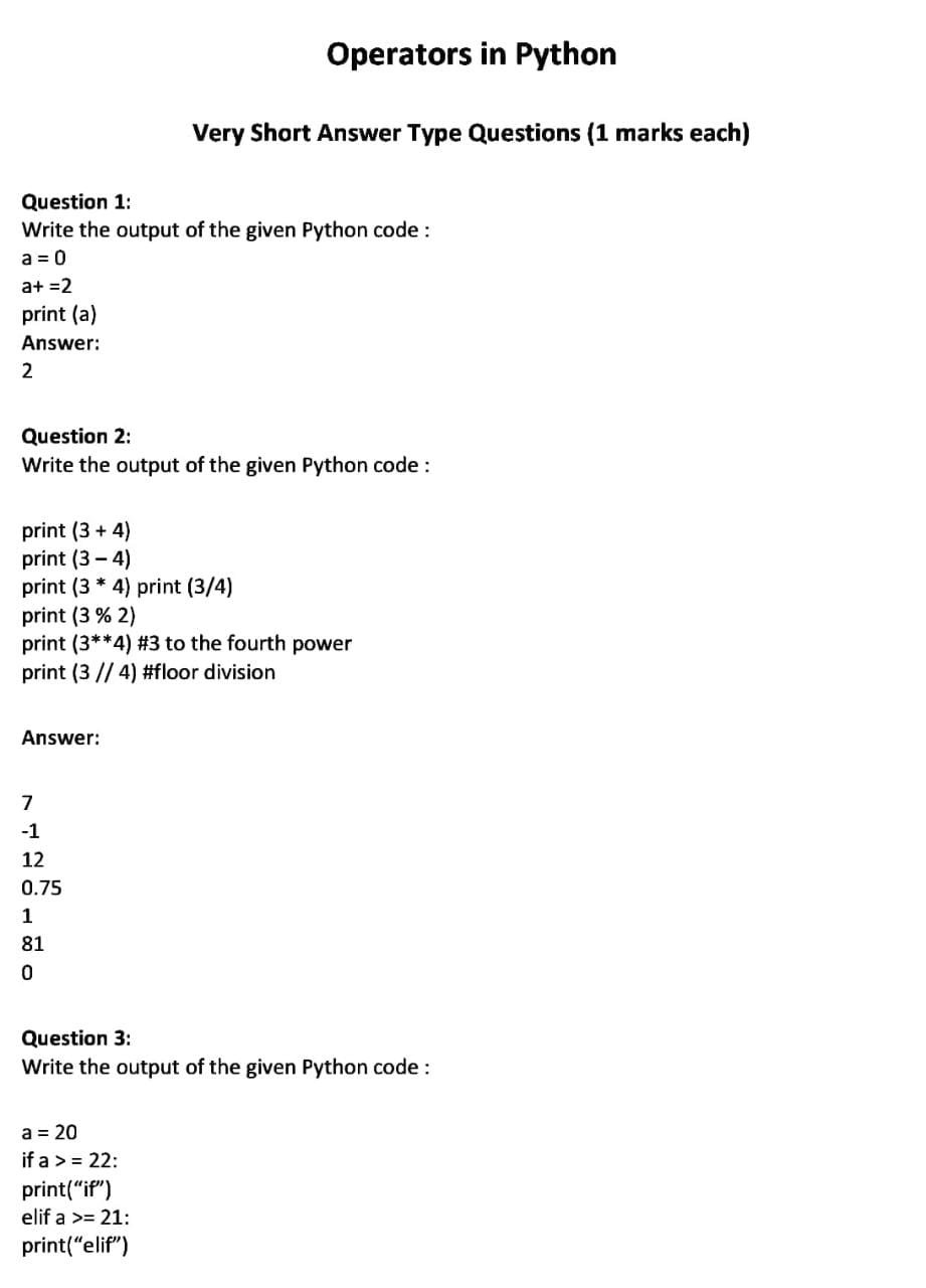 Mp Board Solution Class 11th Computer Science Python Chapter 9 Operators In Python