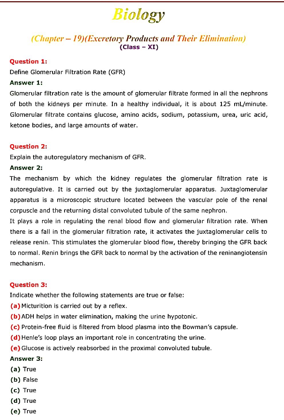 MP Board Solution Class 11th Biology Chapter 19 Excretory Products and ...